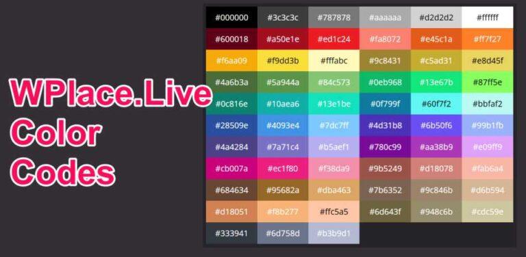 Wplace.live Color Codes, All 68 Color Palette (40 Free + 28 Paid Colors ...